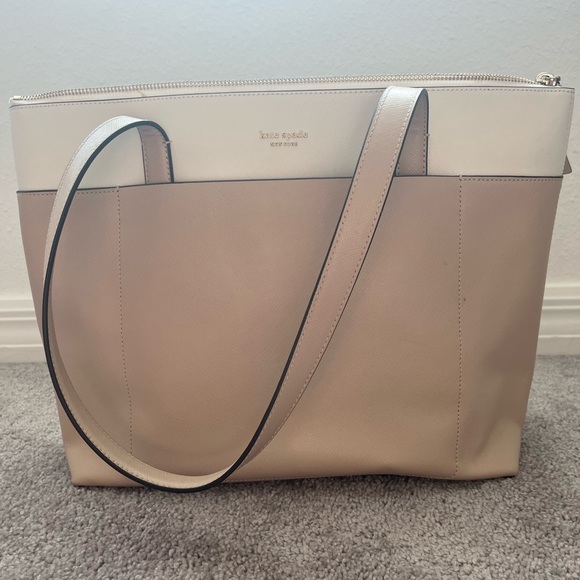 kate spade | Bags | Kate Spade Pink And White Tote | Poshmark